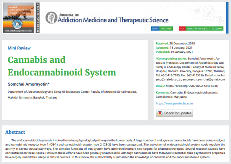 Cannabis and endocannabinoid system